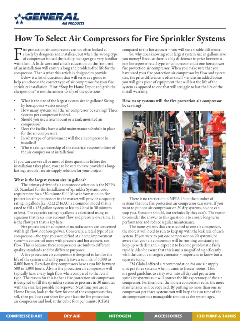Selecting Fire Protection Air Compressors | PDF | Fire Sprinkler System ...
