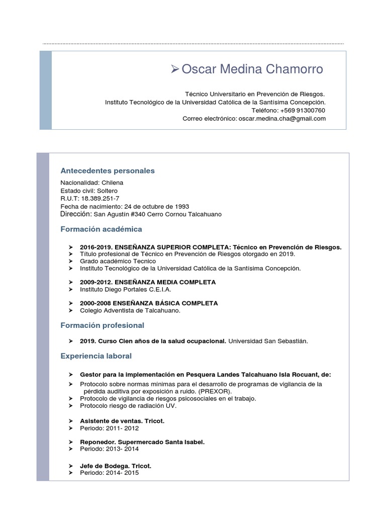 Curriculum Vitae Oscar Medica Chamorro | PDF