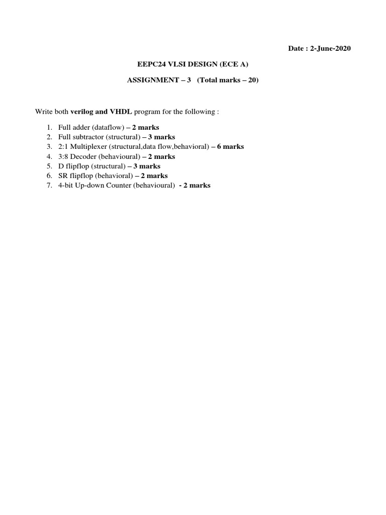 VLSI Design Assignment 3 | PDF | Computers