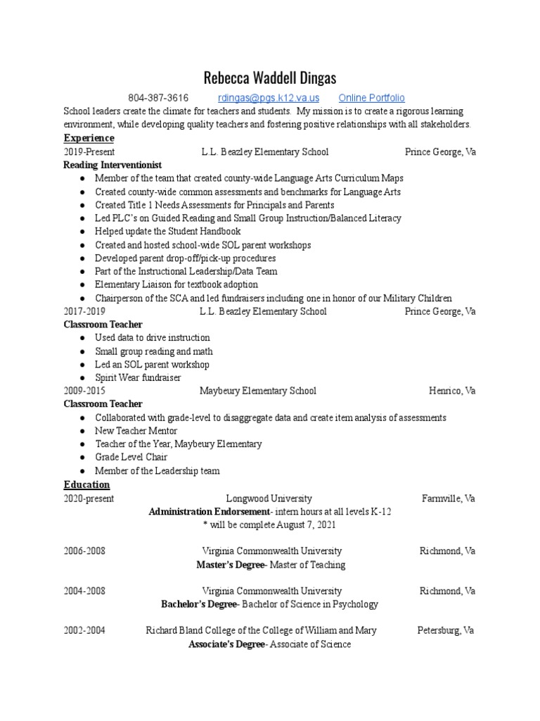Rebecca Dingas Resume 4 | PDF | Teachers | Pedagogy