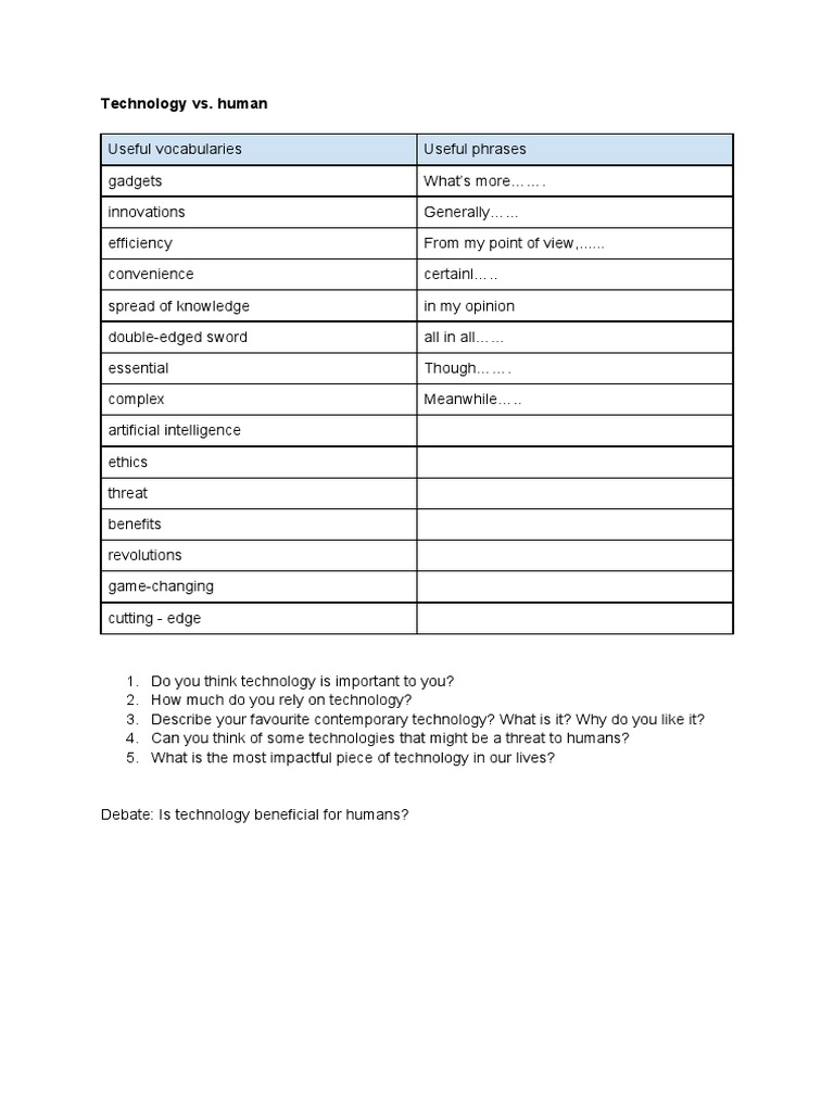 Technology vs. Human | PDF