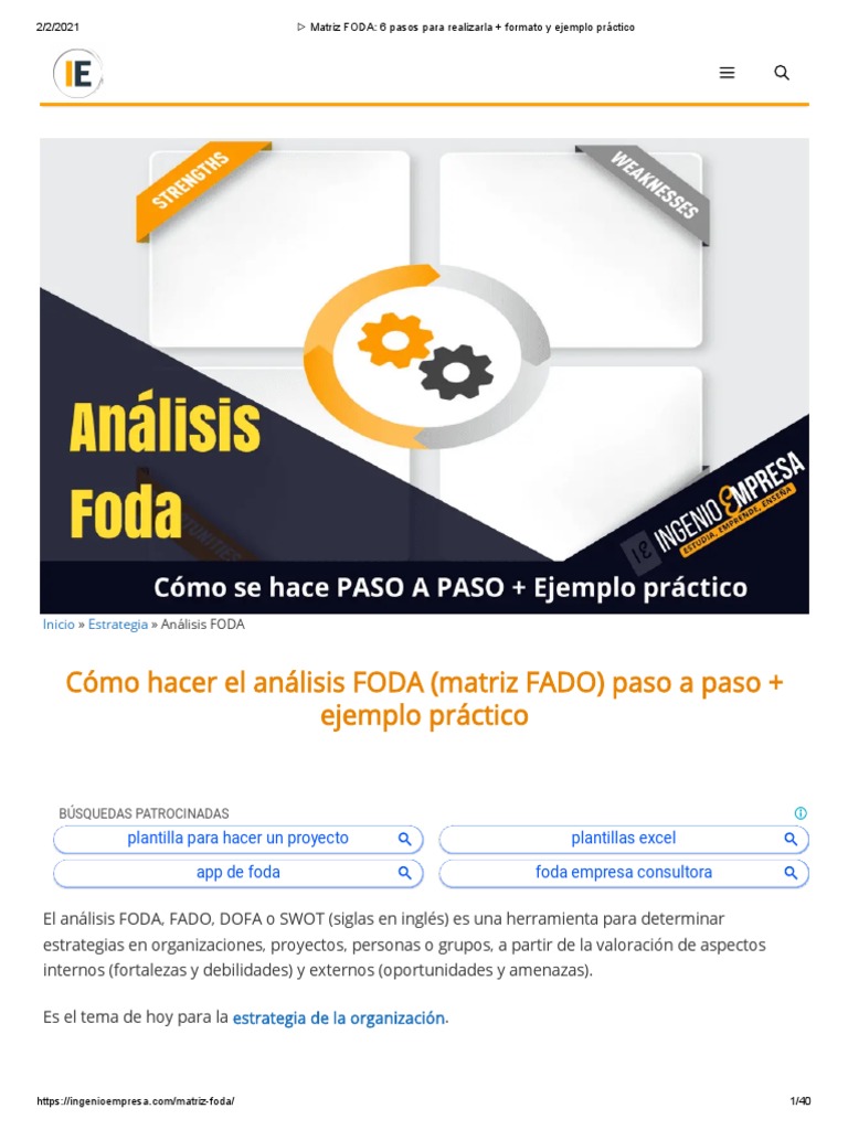 Matriz FODA - 6 Pasos para Realizarla + Formato y Ejemplo Práctico ...