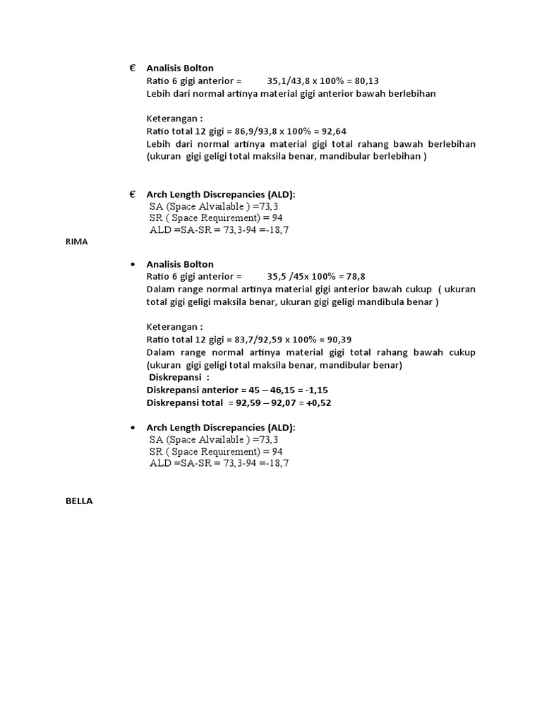 Analisis Bolton | PDF