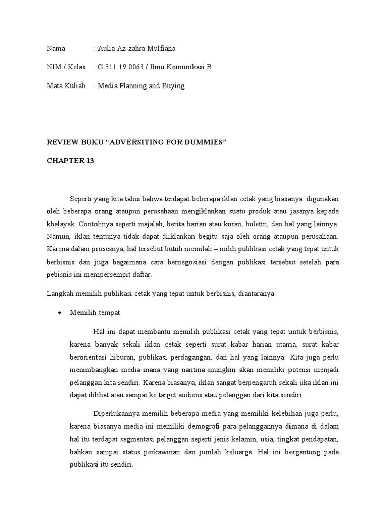 Tugas Media Planning and Buying (Review Buku) | PDF