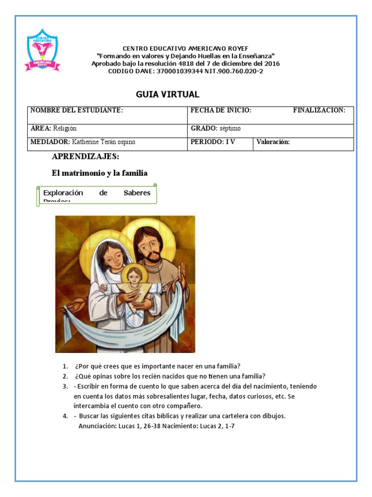 El Matrimonio y La Familia Grado 7 | PDF | Amor | Matrimonio