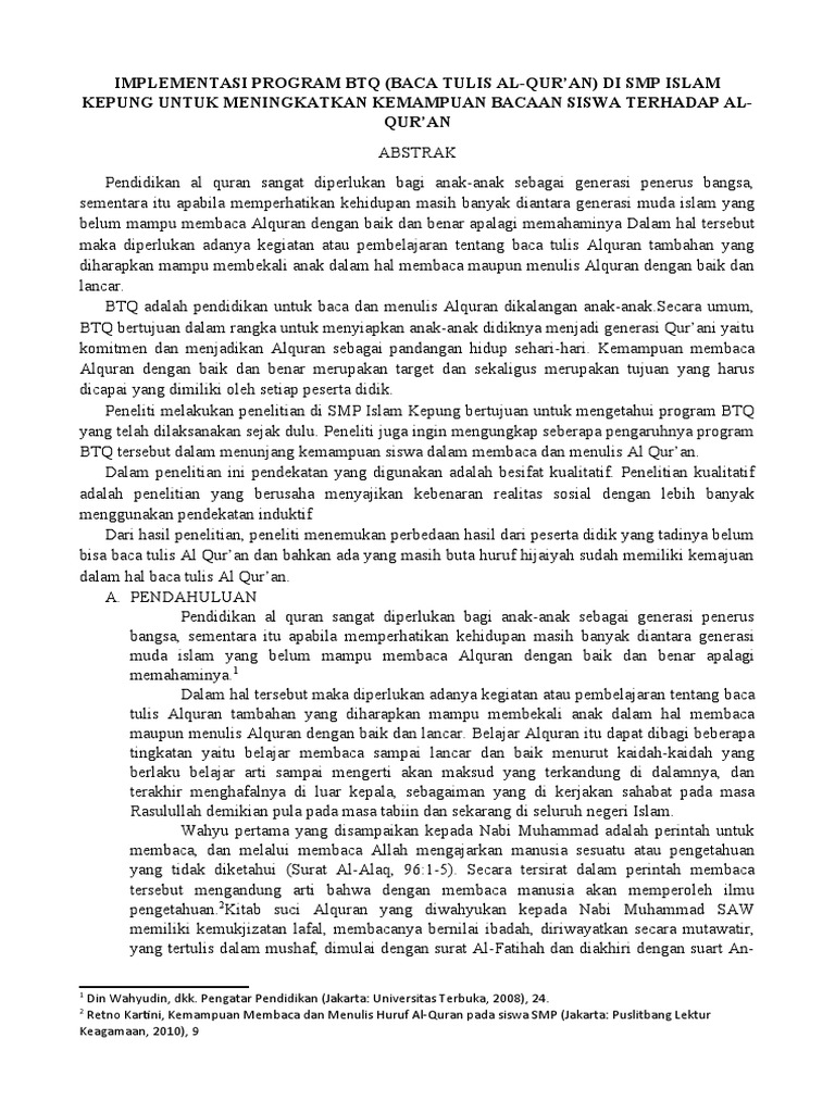 MOH. WAHYU NUR HUDA Implementasi Program BTQ | PDF