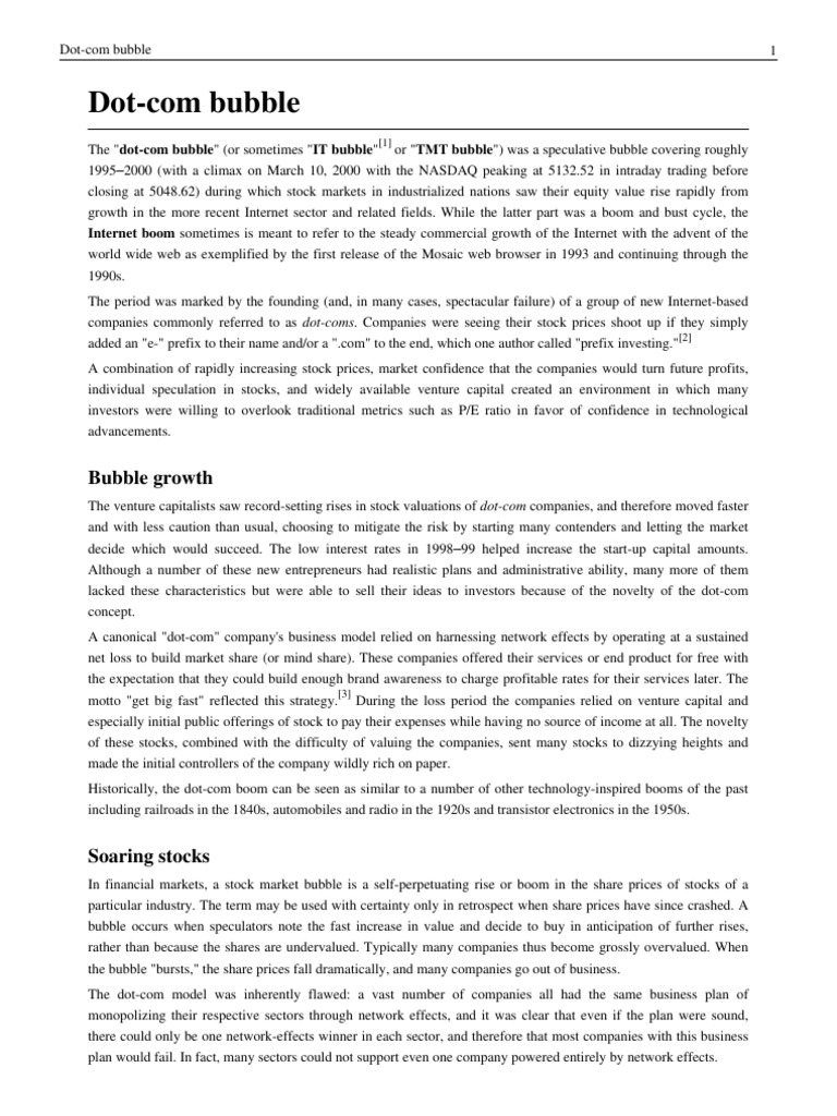 Dot Com Bubble | PDF | Economic Bubble | Financial Economics