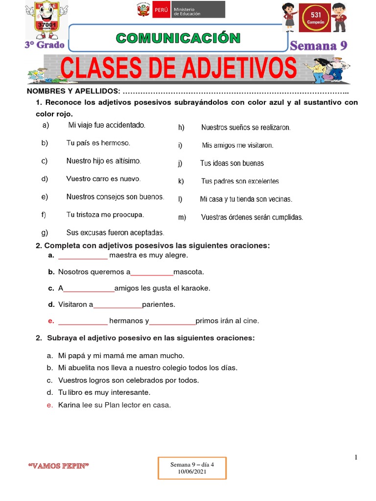Adjetivo Posesivo 10 Junio | PDF | Adjetivo