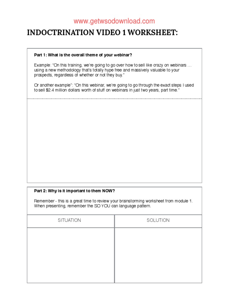 Indoctrination Video 1 Worksheet | PDF
