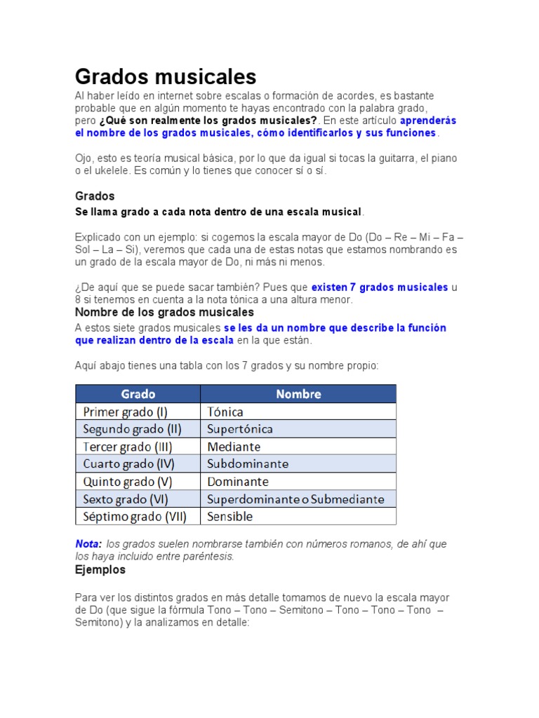 Grados Musicales | PDF | Escala (música) | Acorde (Música)
