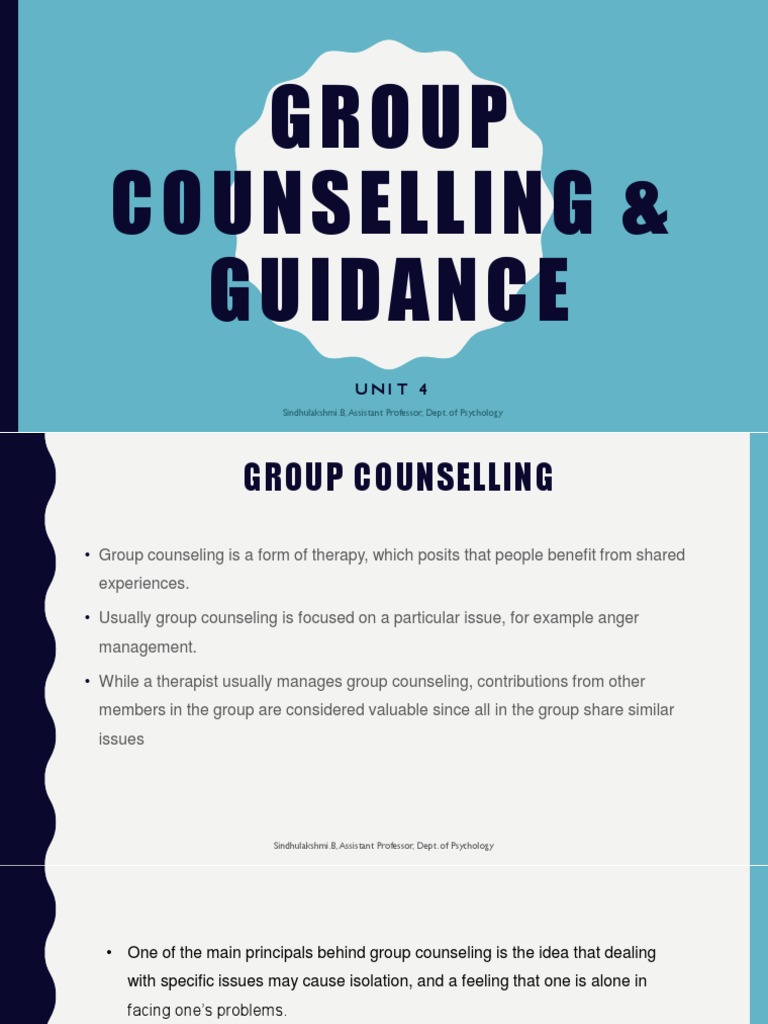 Unit 4 - Group Counselling & Guidance | PDF | School Counselor ...