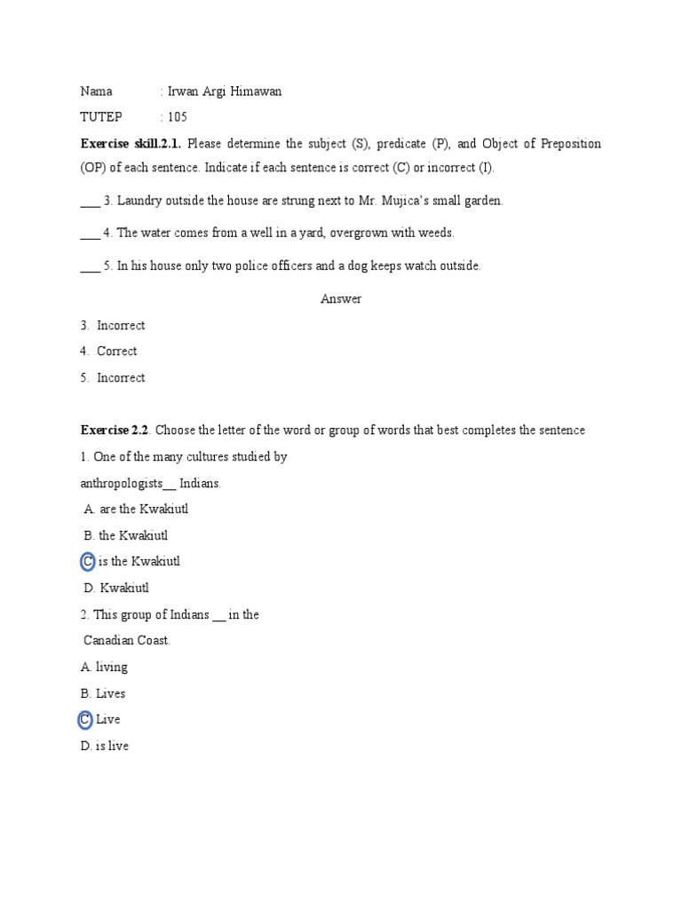 English Sentence Structure Exercises | PDF