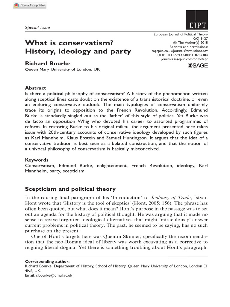 What Is Conservatism? History, Ideology and Party: Richard Bourke | PDF ...