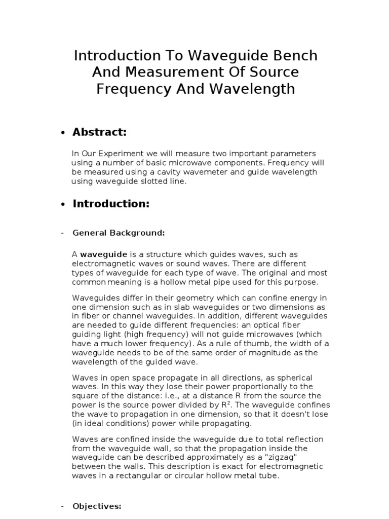 Ultimate Source Frequency and Wavelength | PDF | Waveguide | Wavelength