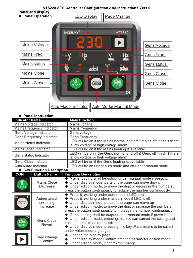 ATS220 Genset Controller Guide | PDF | Mains Electricity | Relay