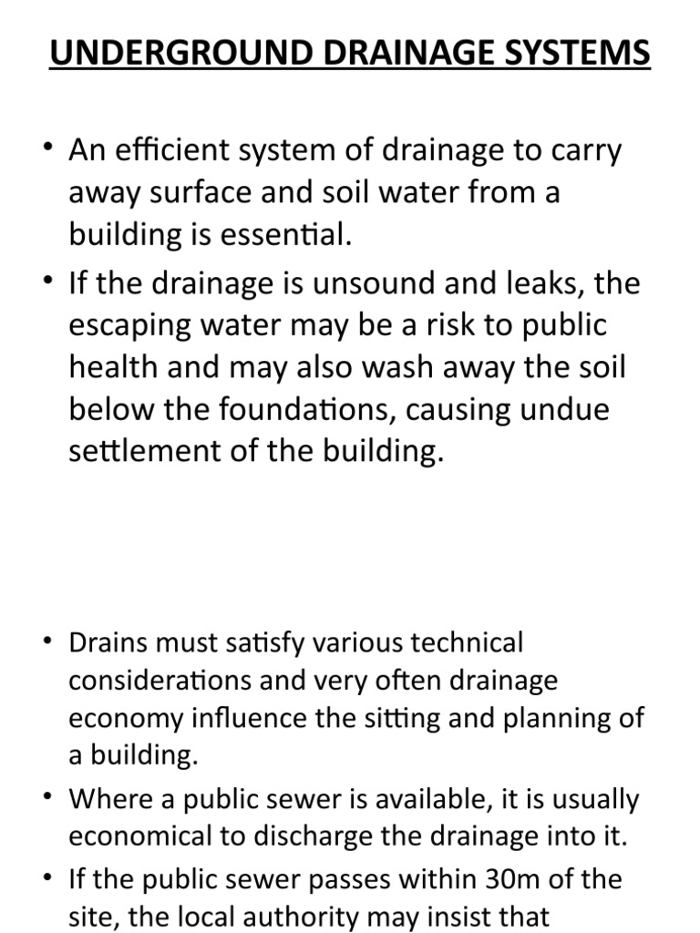 Underground Drainage Systems Overview | PDF | Sewage Treatment ...