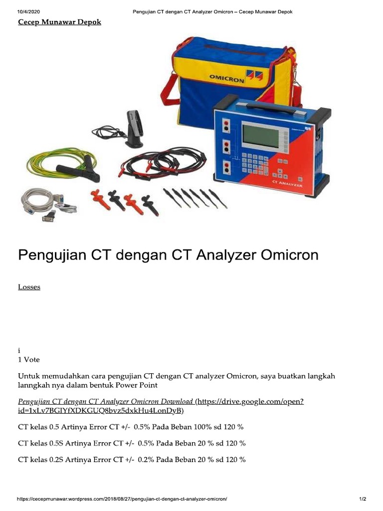 Pengujian CT Dengan CT Analyzer Omicron - Cecep Munawar Depok | PDF