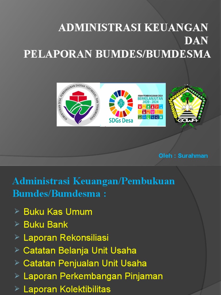 Materi Administrasi Dan Pelaporan Bumdes Bumdesma 2021 | PDF