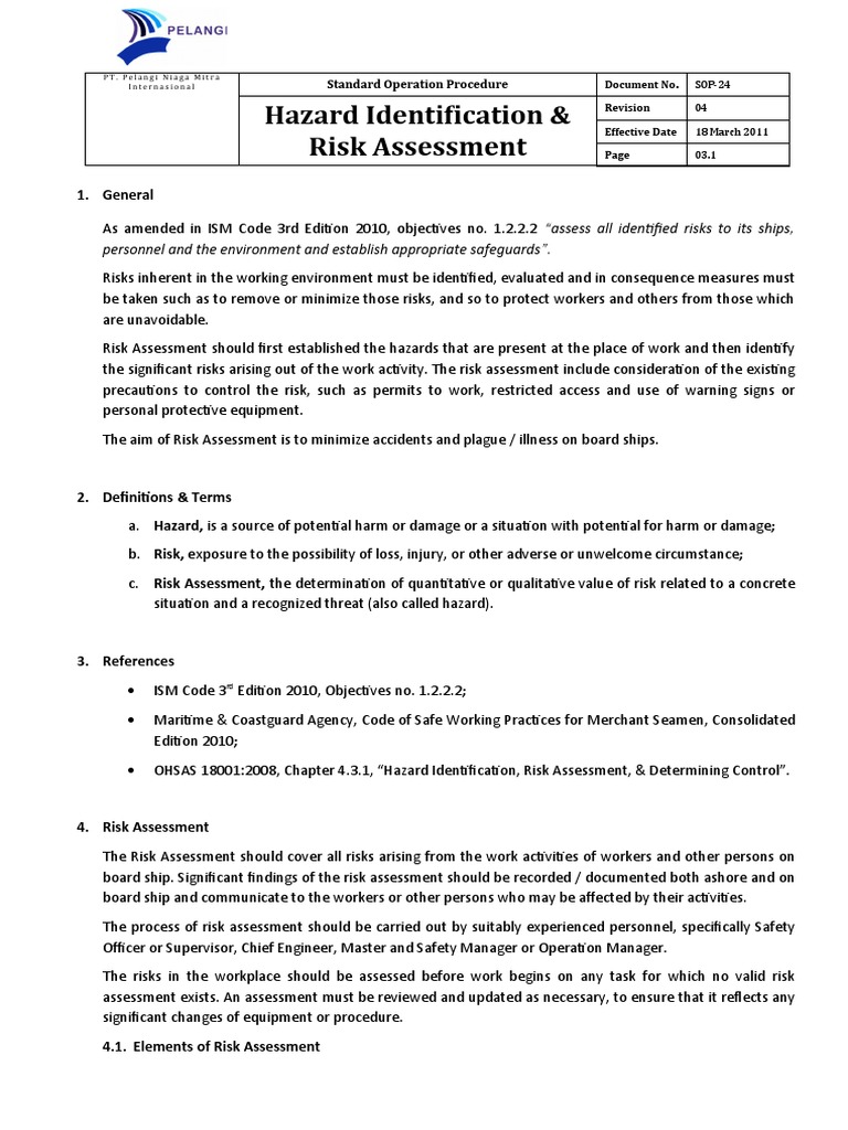 SOP-24: Hazard Identification & Risk Assessment | PDF | Risk | Security