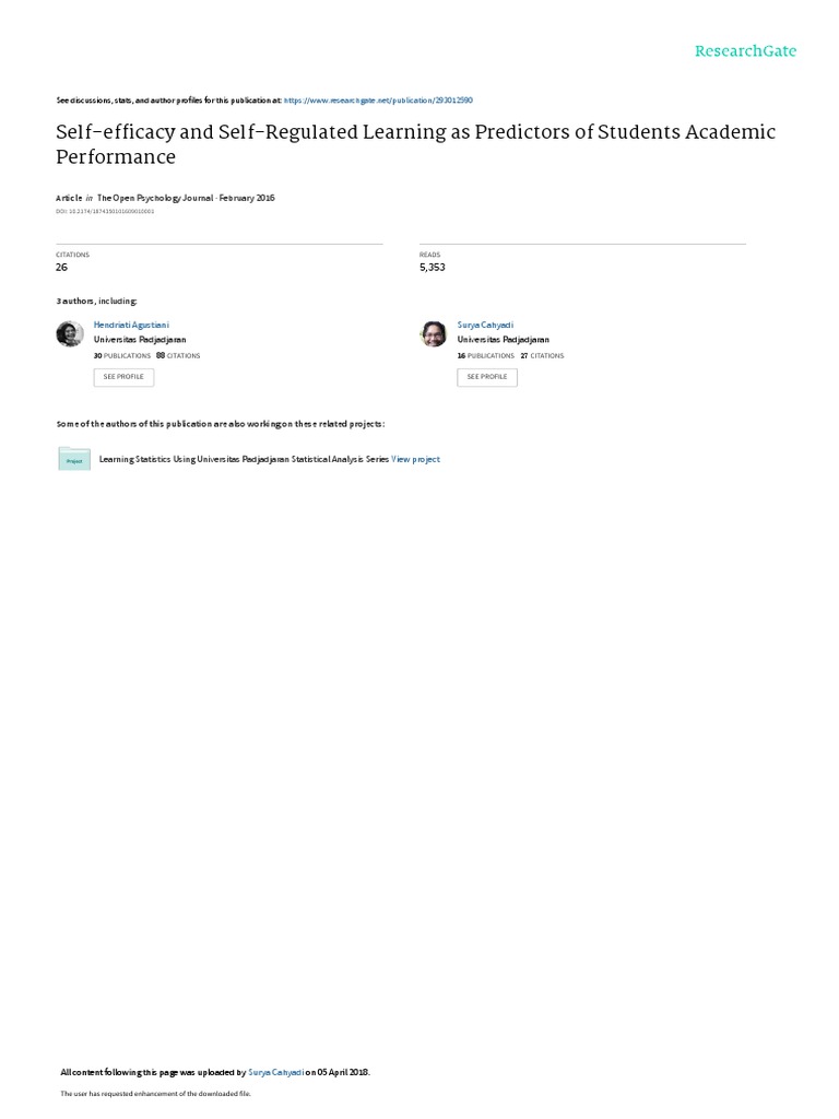 Self-Efficacy and Self-Regulated Learning As Predictors of Students ...