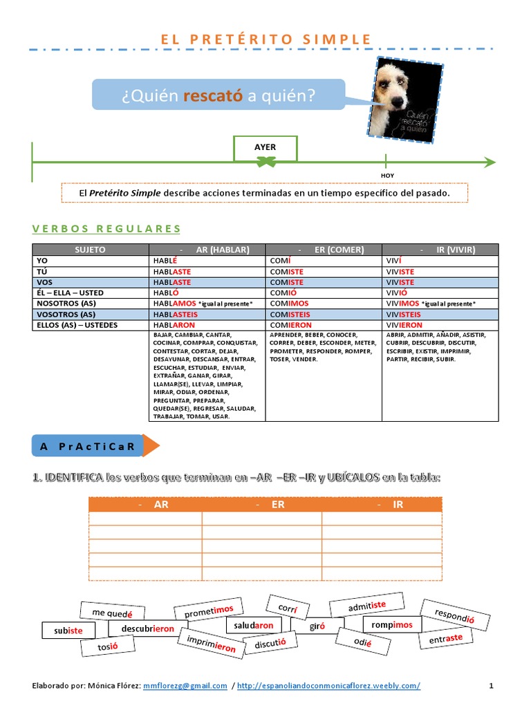 Explicación y Práctica Preterito Simple | PDF | Personas