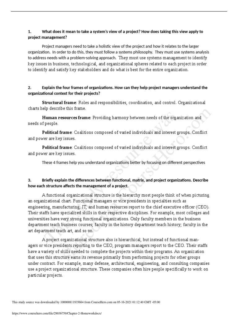 Chapter 2 Homework | PDF | Organizational Culture | Organizational ...