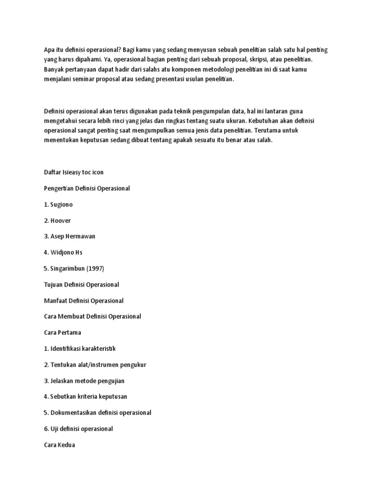Definisi Oprasional | PDF