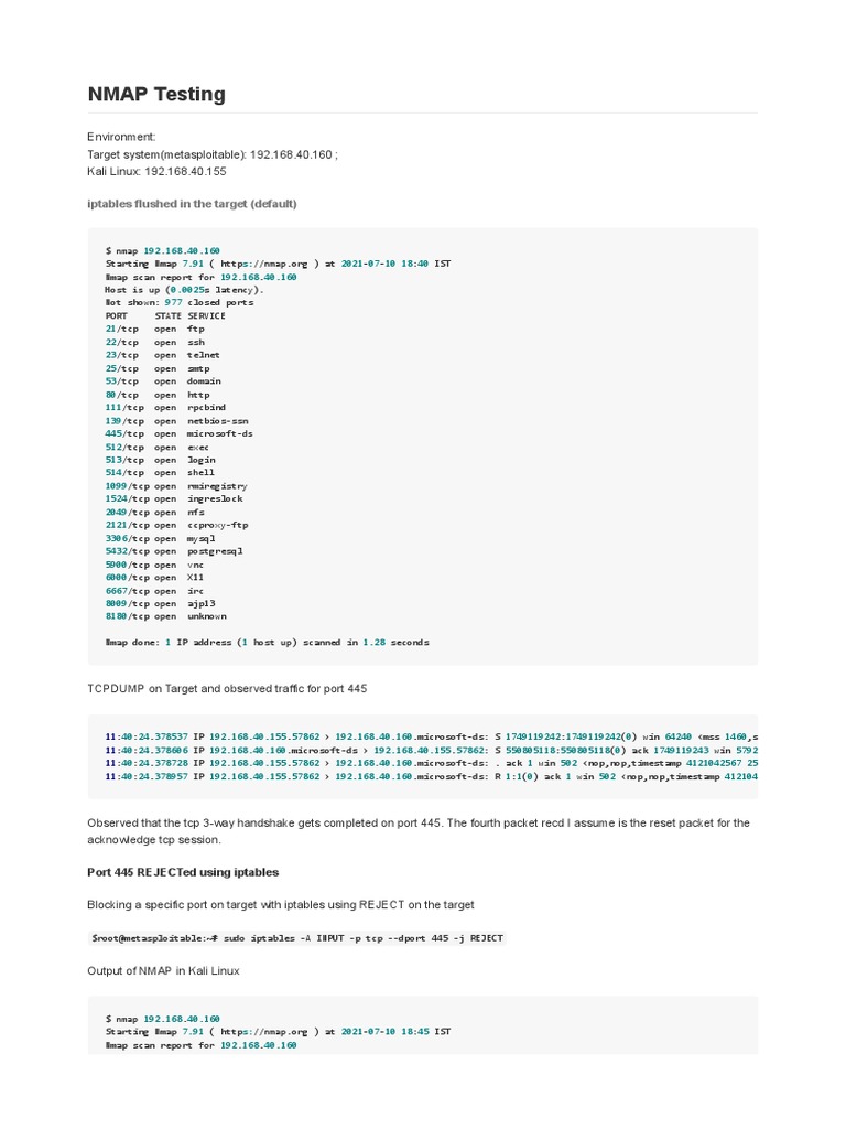 NMAP Testing: Iptables Flushed in The Target (Default) | Download Free ...