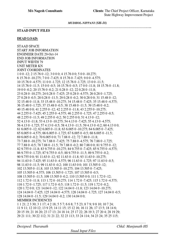Staad Input Files For Longitudinal Analysis | PDF | Mechanical ...