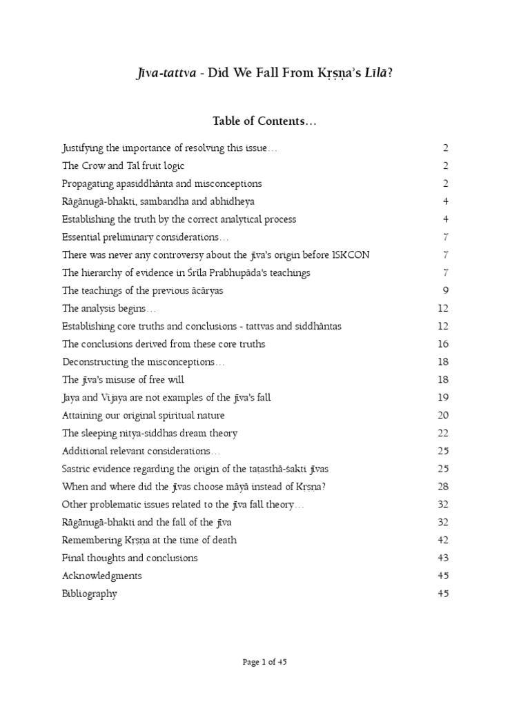 Jiva-Tattva - Did We Fall From Krsna's Lila | PDF | Faith | Truth