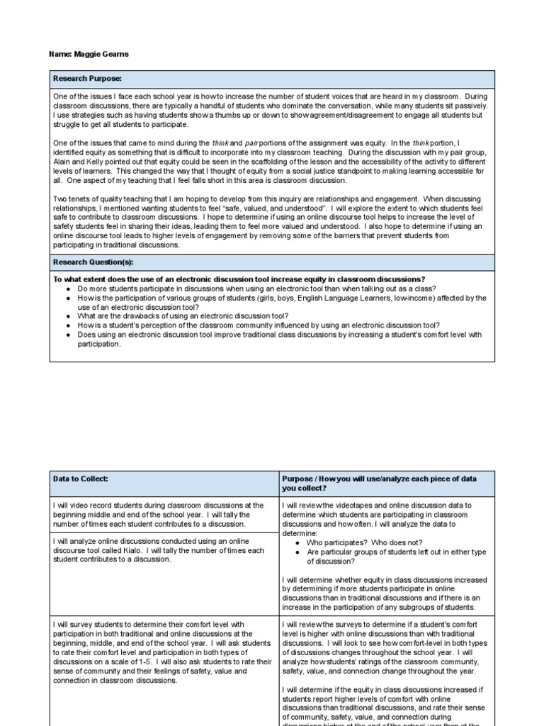 Gearns Te807 Classroom Inquiry Plan | Download Free PDF | Classroom | Behavior Modification