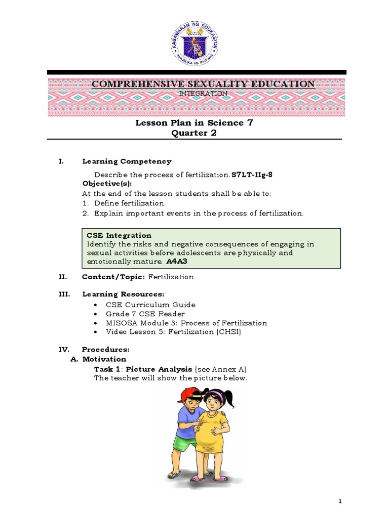 Comprehensive Sexuality Education: Lesson Plan in Science 7 Quarter 2 ...