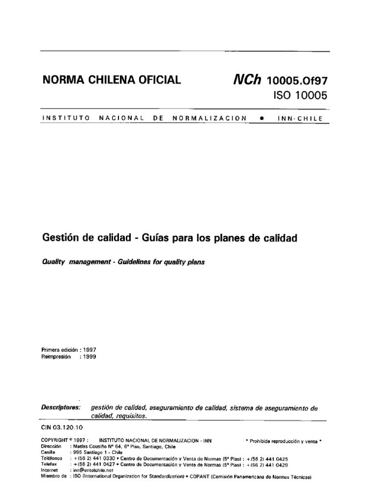 NCh-ISO 10005-1999 | PDF