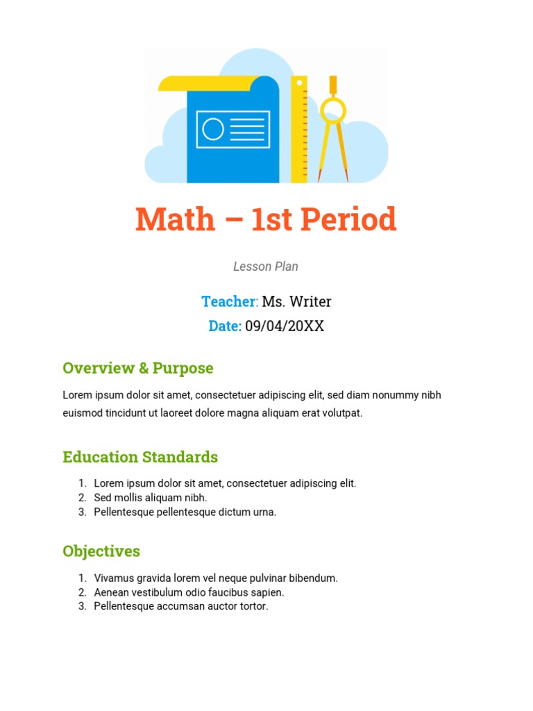 1st Period Math Lesson Plan | PDF