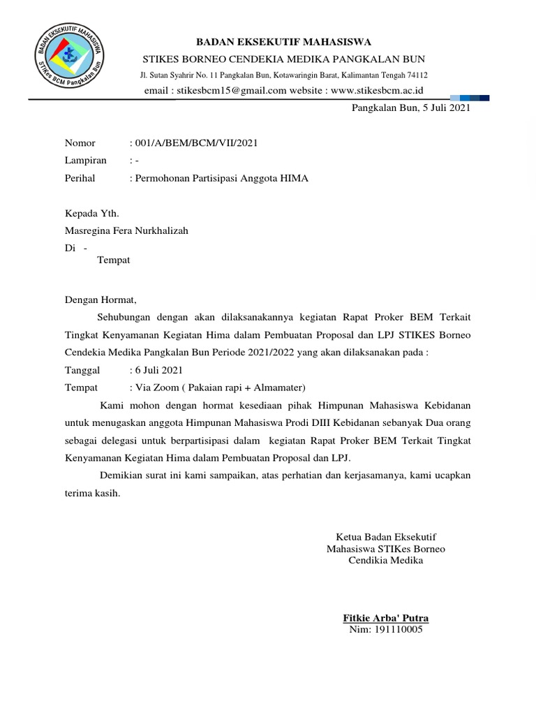 Surat Tembusan Hima | PDF
