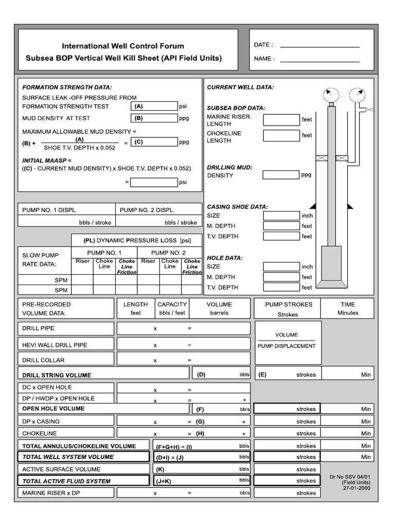 Killsheet - Subsea BLANK | PDF