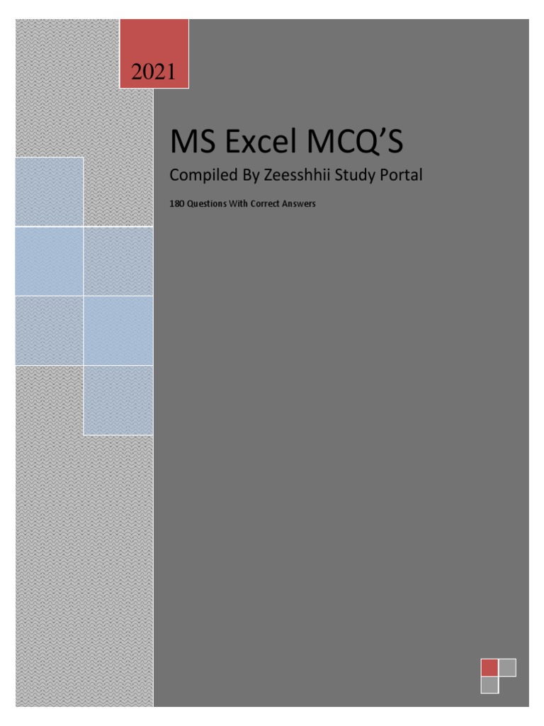 MS Excel MCQS by Zeesshhii Study Portal | PDF | Microsoft Excel | Spreadsheet