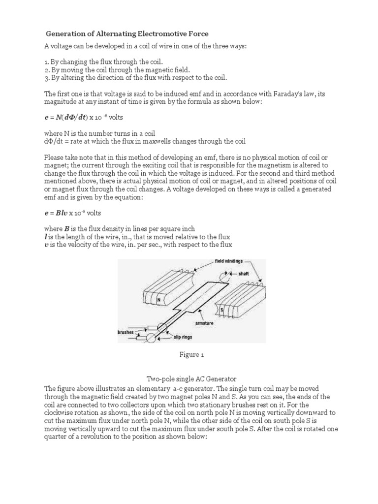 e = N (dΦ/dt) x 10: Generation of Alternating Electromotive Force | PDF ...