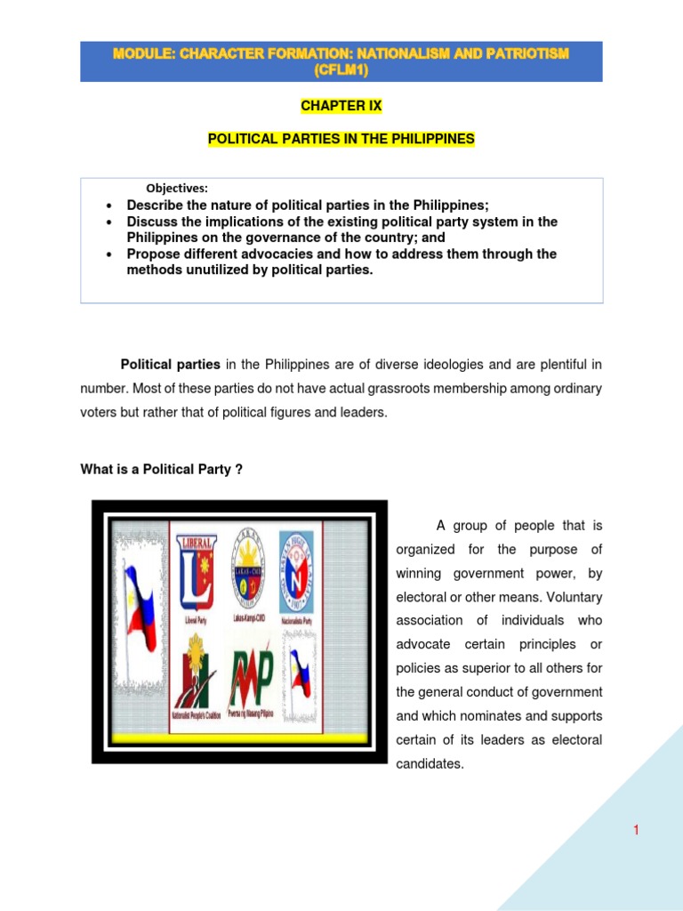 Chapter Ix - Political Parties in The Philippines | PDF | Elections ...