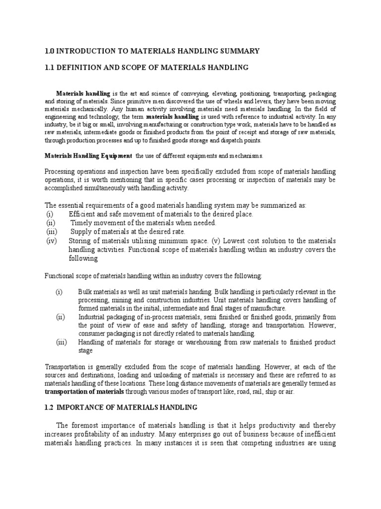 Materials Handling Chapter 1 and 2 | PDF | Liquids | Transport