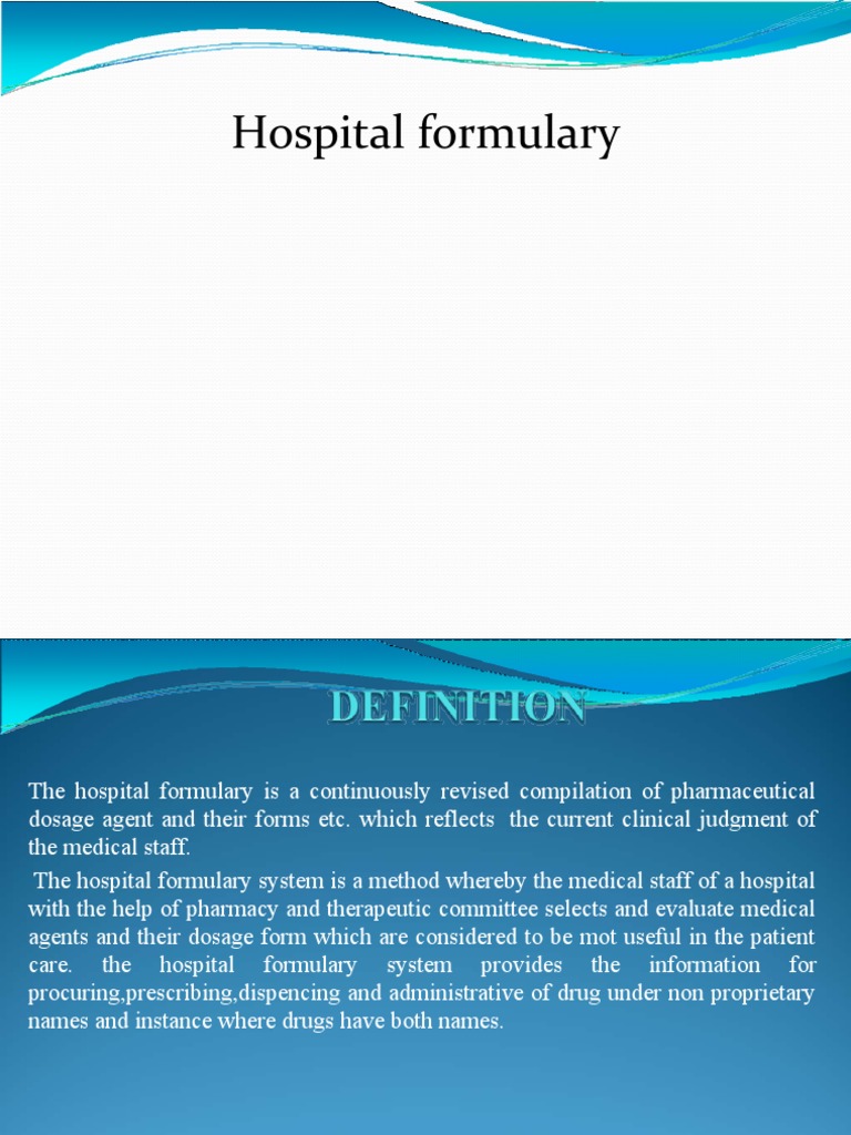 Unit 4, Hospital Formulary | PDF | Pharmacy | Medical Prescription