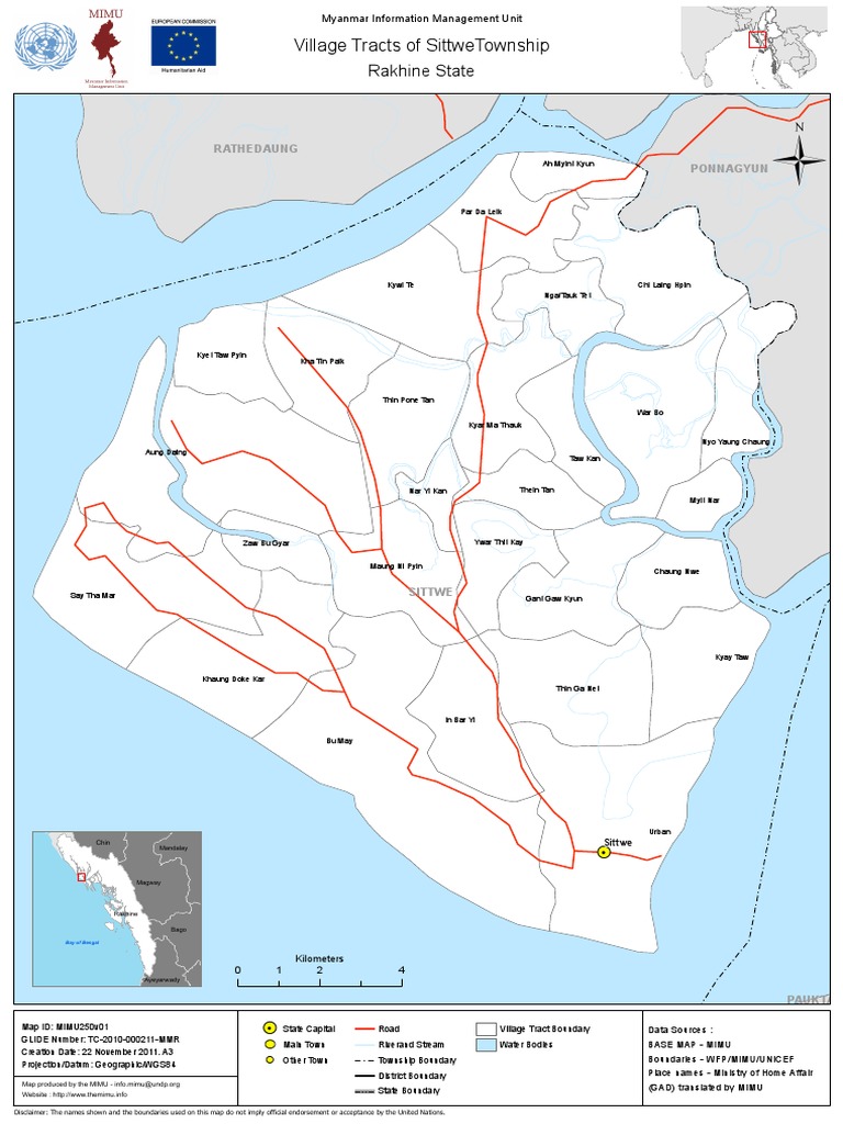 Village Tracts Map of Sittwe Township | PDF | Cartography | Geography