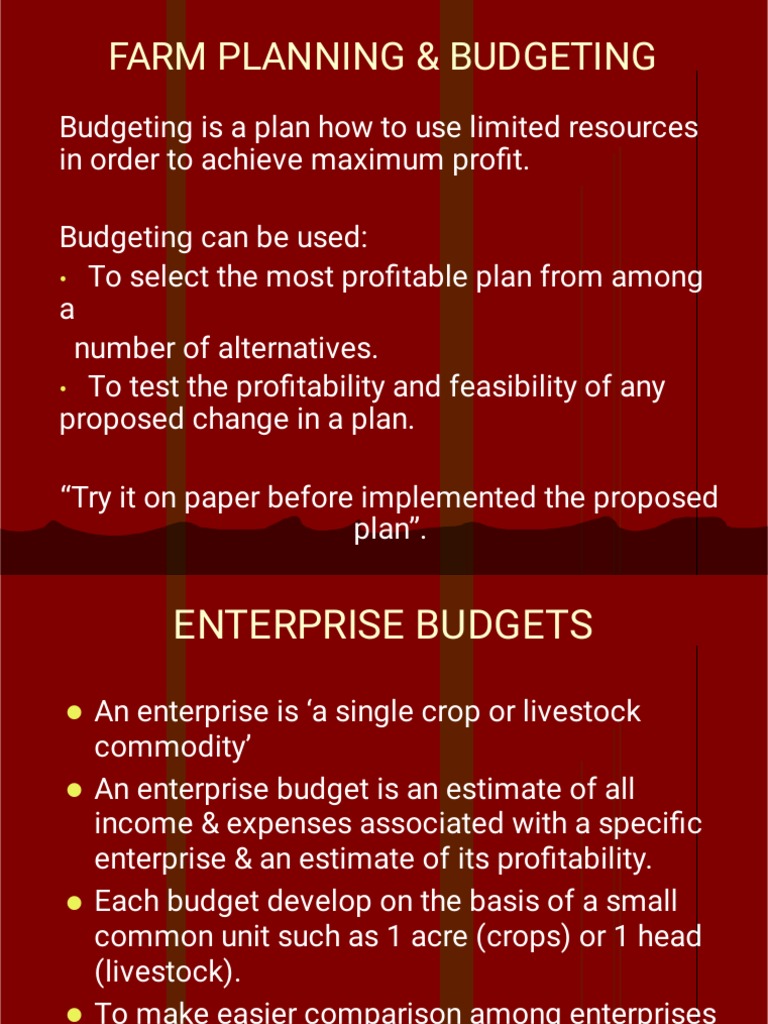 Farm Planning & Budgeting | PDF | Income | Profit (Economics)