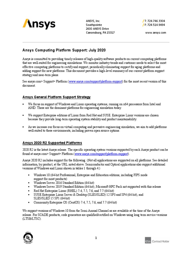 Ansys Computing Platform Support | PDF | Microsoft Windows | Linux