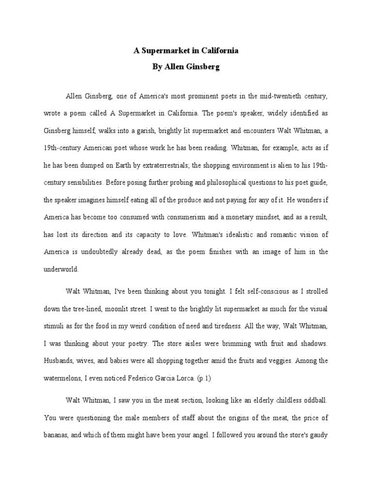 A Supermarket in California by Allen Ginsberg | PDF | Allen Ginsberg ...