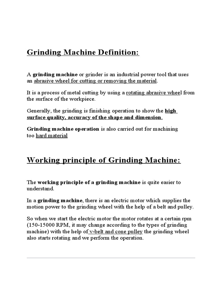 Grinding Machine Definition | PDF | Grinding (Abrasive Cutting) | Machining