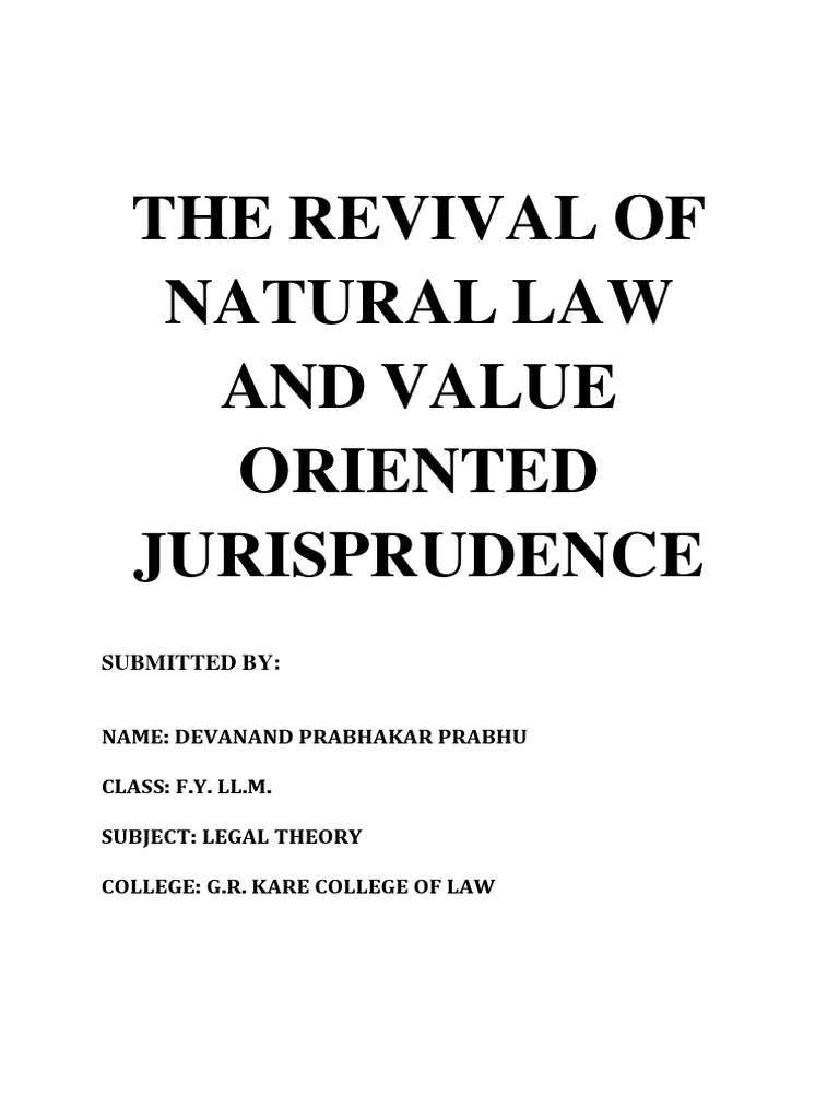 THE Revival OF Natural LAW AND Value Oriented Jurisprudence | PDF ...