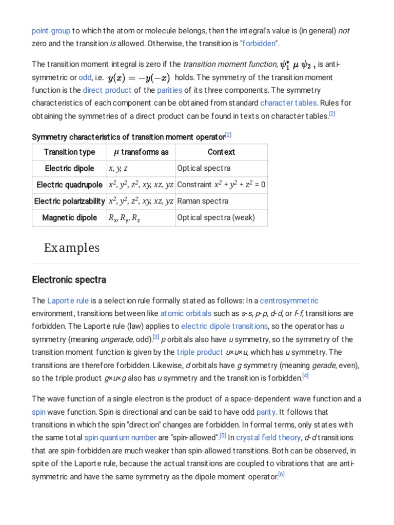 Selection Rule - Wikipedia | PDF | Spectroscopy | Physics