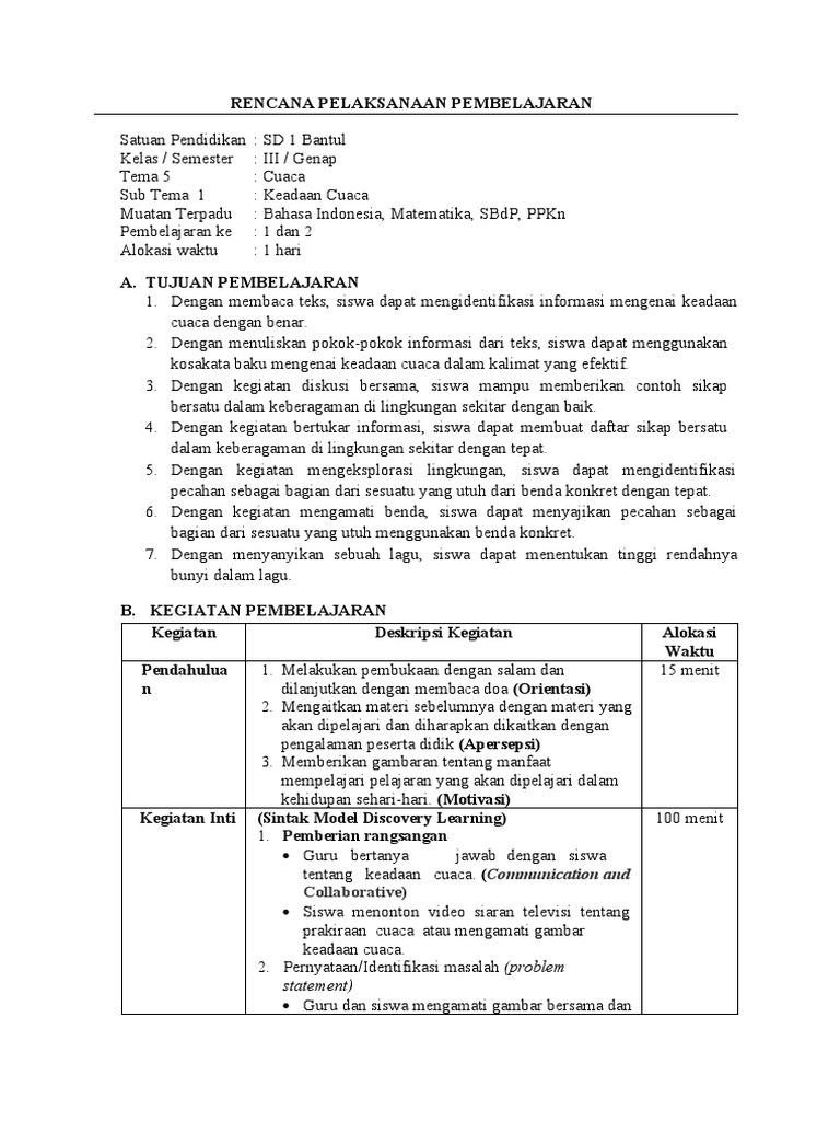 RPP Tema 5 Bu Septi | PDF