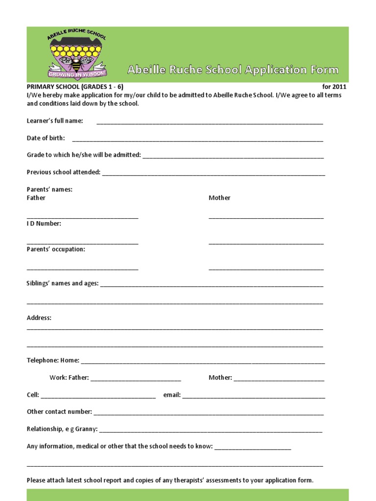 Application Form Primary School-2 | PDF | Private Law | Justice